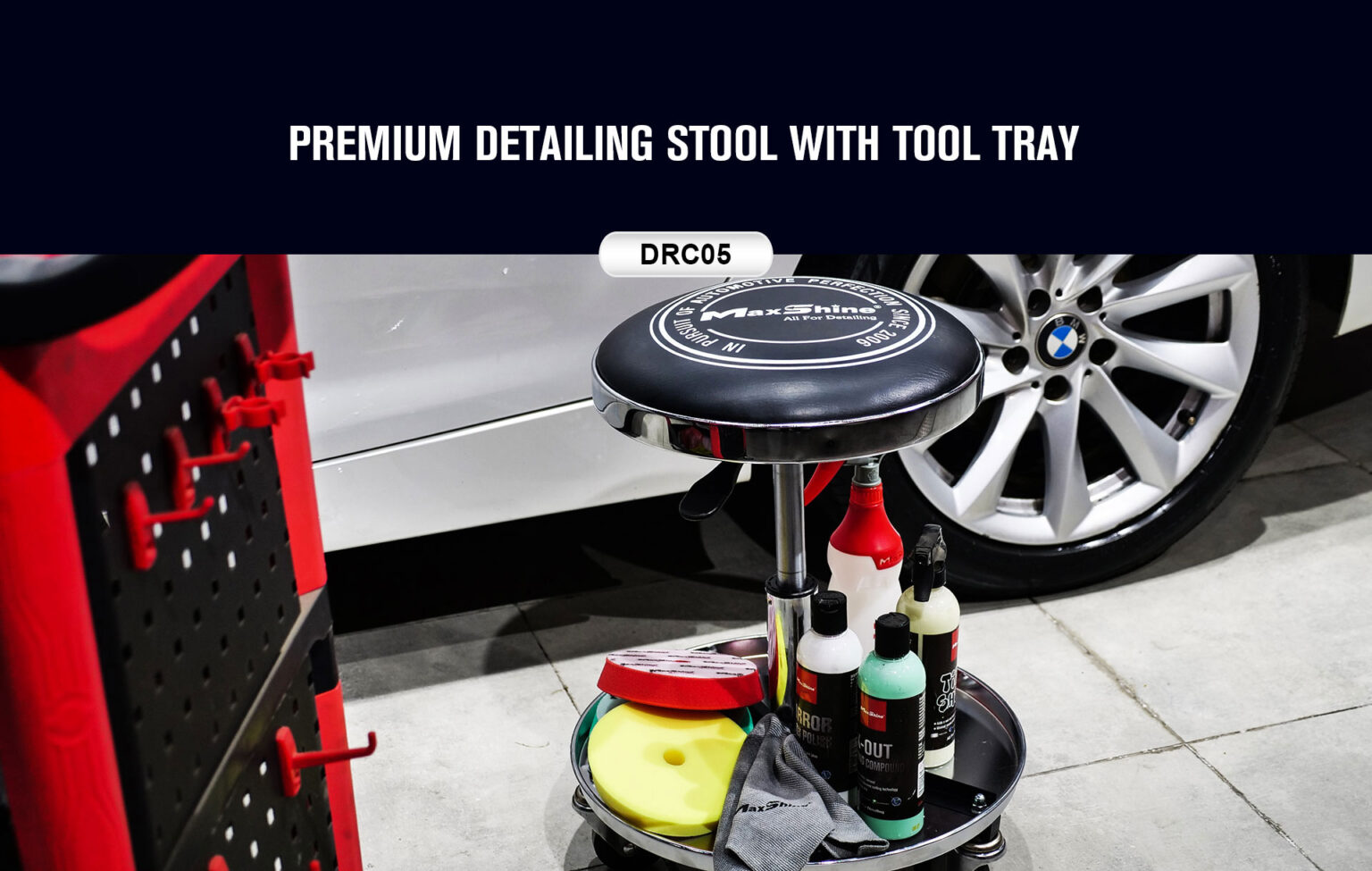 Premium Detailing Stool with Tool Tray – Maxshine